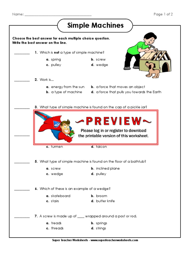 Simple Machines Quiz and Answers | PDF | Lever | Screw