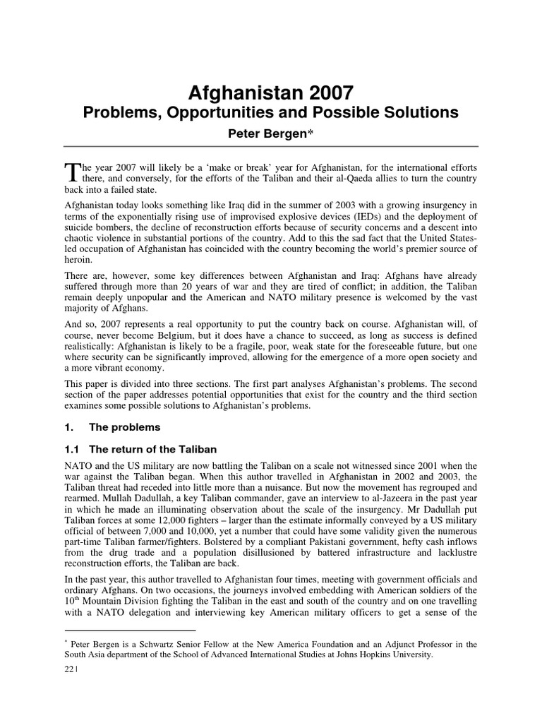 Afghanistan 2007 Problem, Solutions | PDF | Taliban | Afghanistan