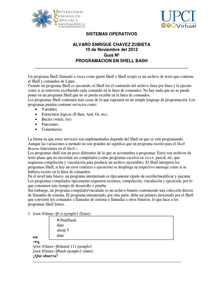 Guia UpciLinux03lenguaje Script | PDF | Programa de computadora ...