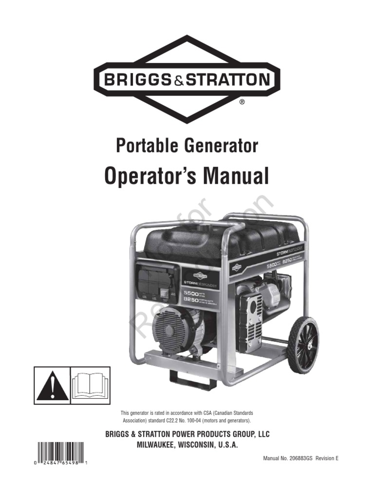 Briggs & Stratton Portable Generator Operating Manual | PDF | Gasoline ...