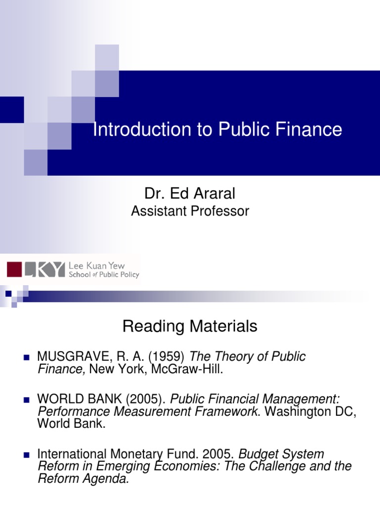 Introduction to Public Finance Concepts | PDF | Fiscal Policy | Public ...