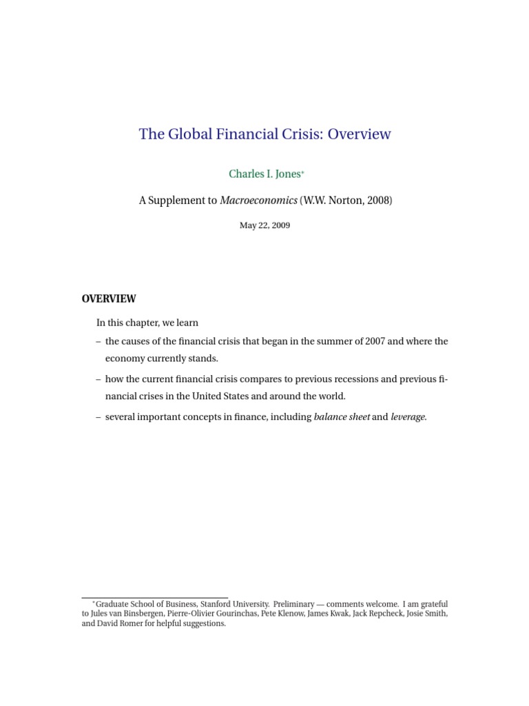 The Global Financial Crisis: Overview: A Supplement To Macroeconomics ...