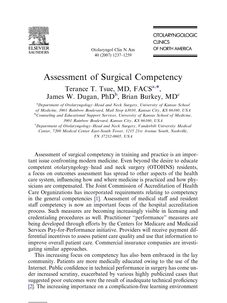 Evaluating Surgical Competency Standards | PDF | Educational Assessment ...