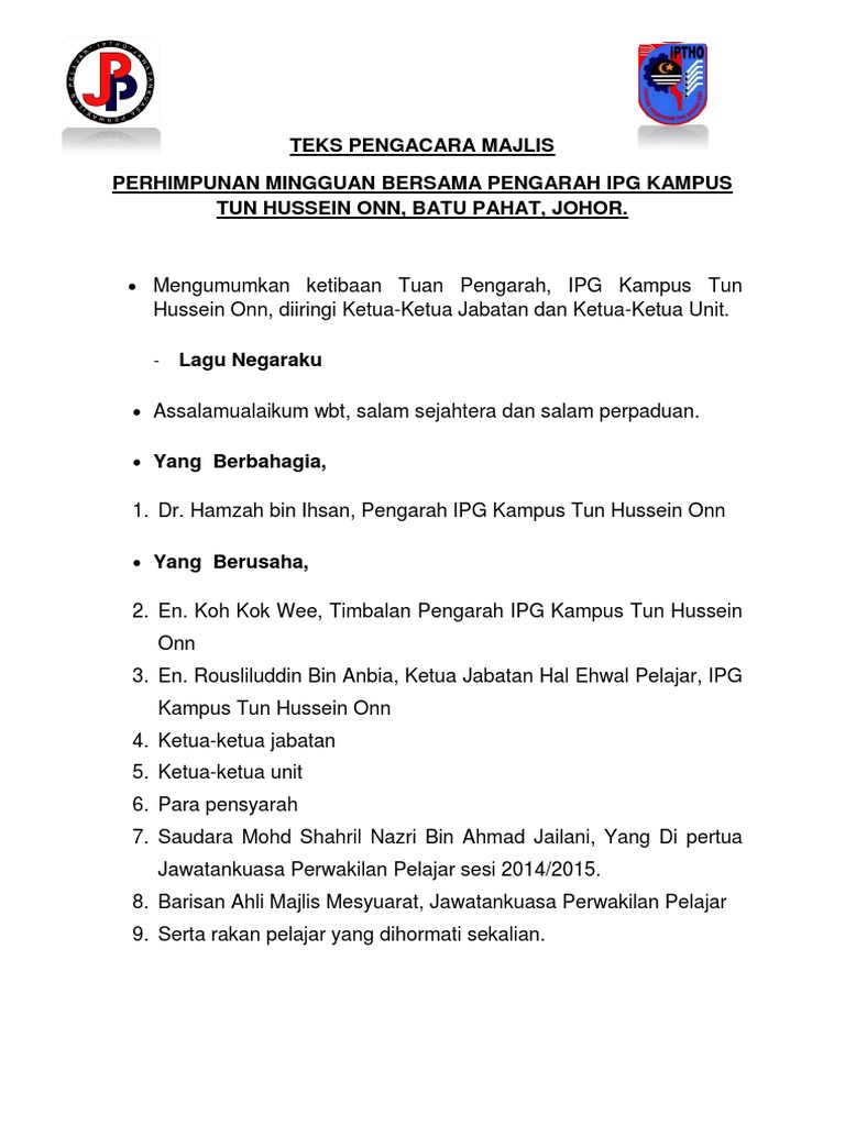 Perhimpunan Mingguan IPG THO | PDF | Karier & Perkembangan | Kesehatan ...