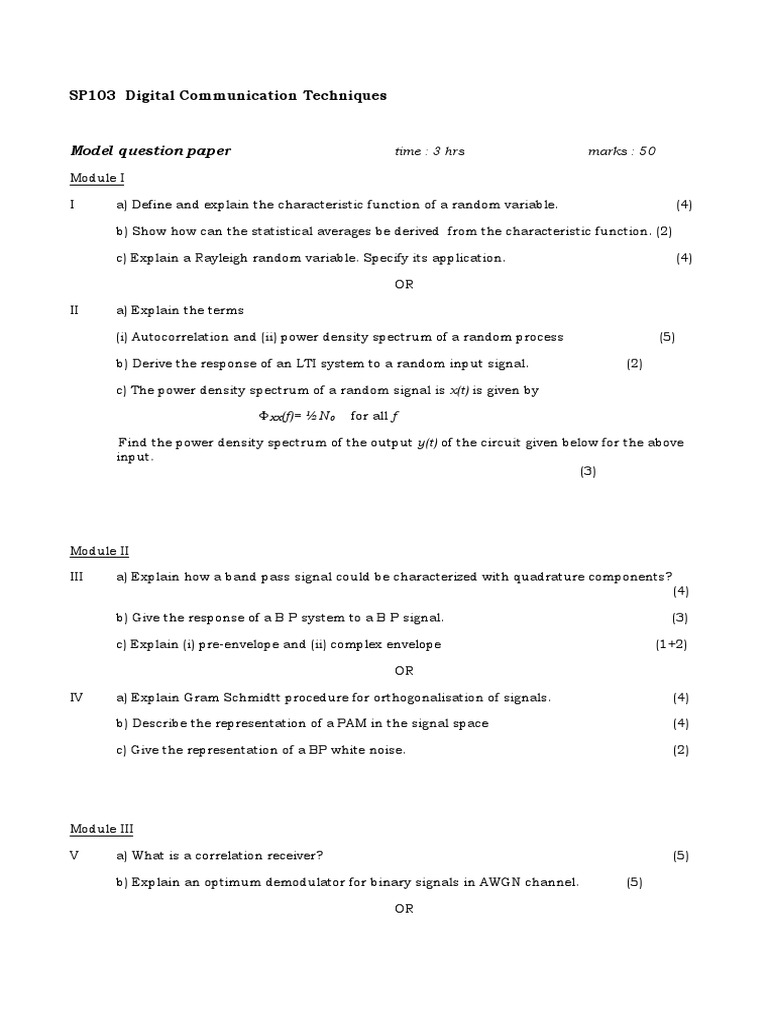 DCT Model Question Paper | Download Free PDF | Signal (Electrical ...