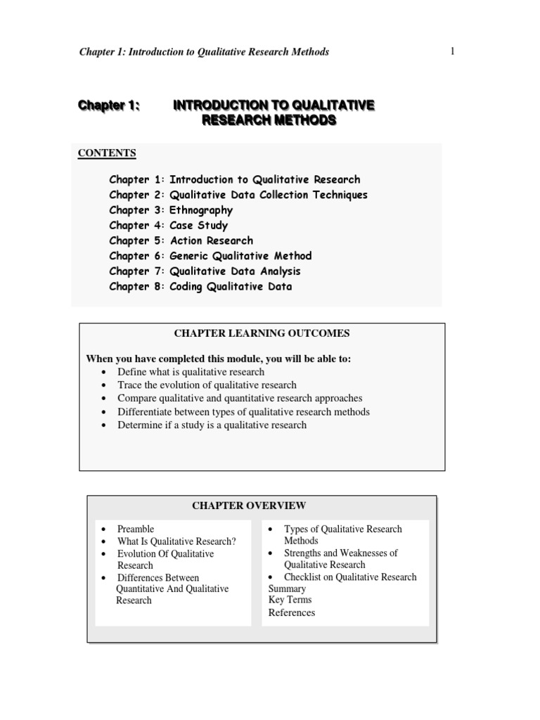 Chapter1 Introd QR | PDF | Qualitative Research | Quantitative Research