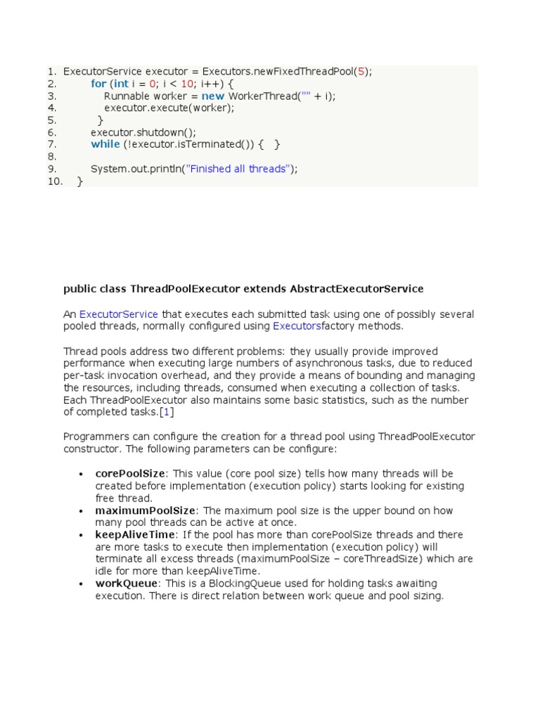 Thread Pool Excecutors | Download Free PDF | Thread (Computing) | Concurrency (Computer Science)