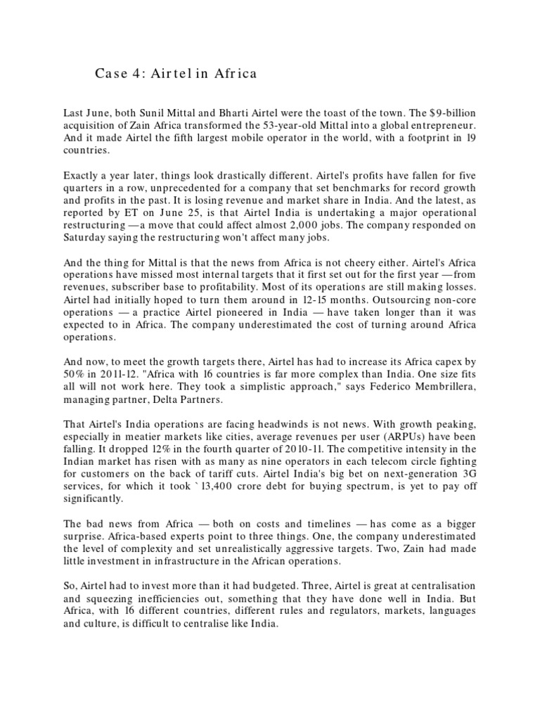 Airtel Case Study | Download Free PDF | Business | Economies