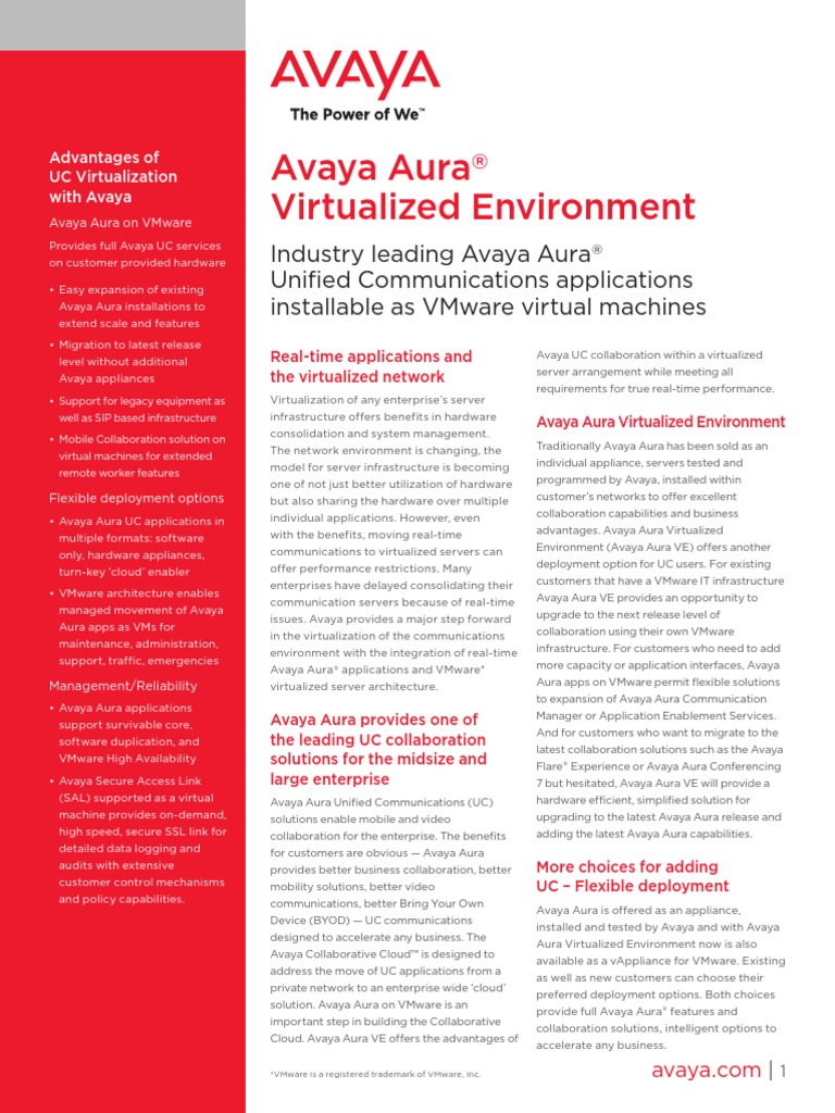 Avaya Aura Virtualized Environment | PDF | Virtualization | Cloud Computing