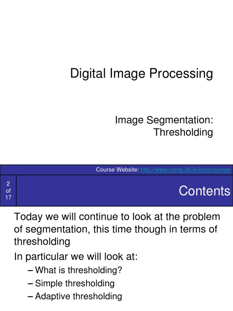 Imageprocessing10 Segmentationthresholding Image Segmentation Image Processing