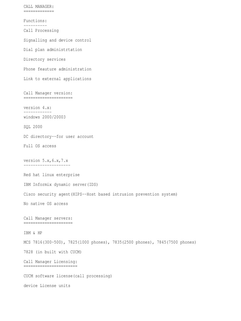 Call Manager | PDF | Session Initiation Protocol | Server (Computing)