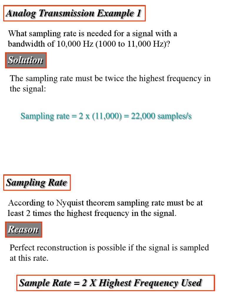 Analog Transmission Example 1: Solution | PDF | Sampling (Signal ...