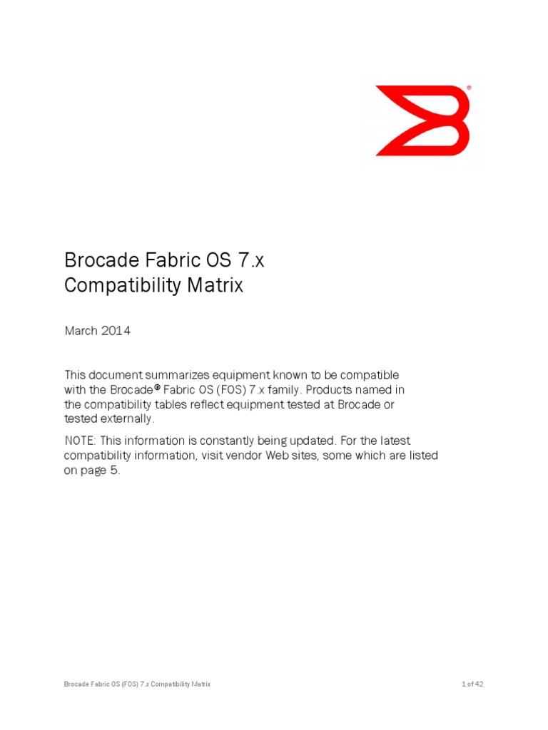 Brocade Compatibility Matrix Fos 7x MX | PDF | Network Switch | Computer Networking