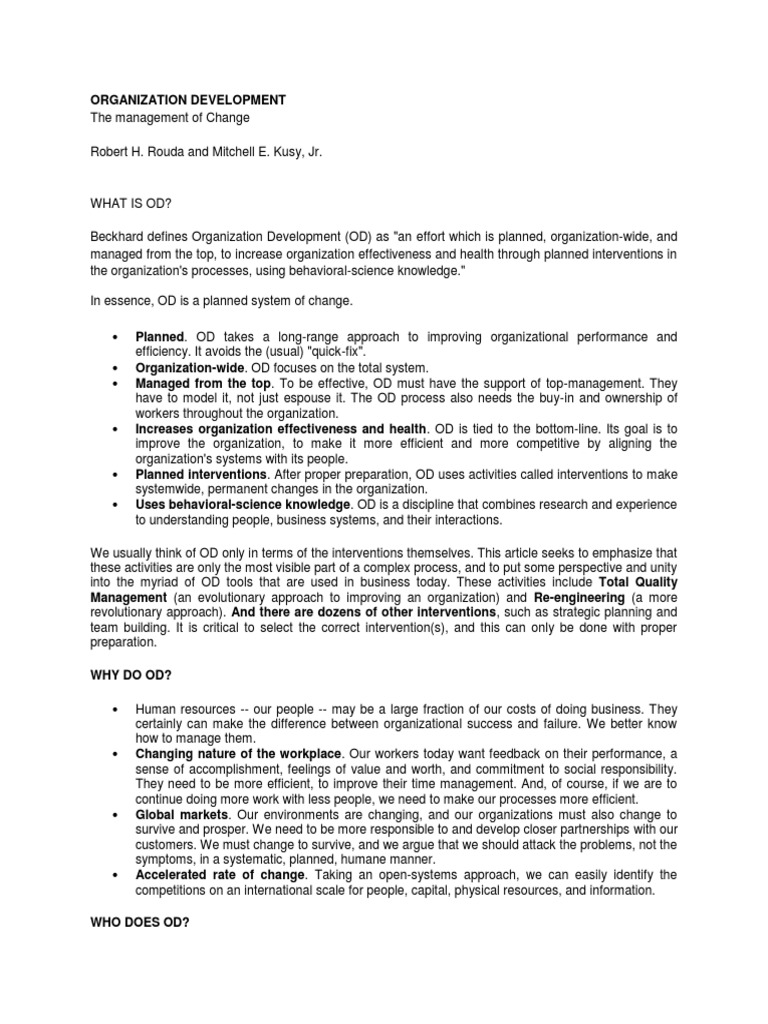 OD Lecture 1 - Organizational Development | PDF | Strategic Management ...