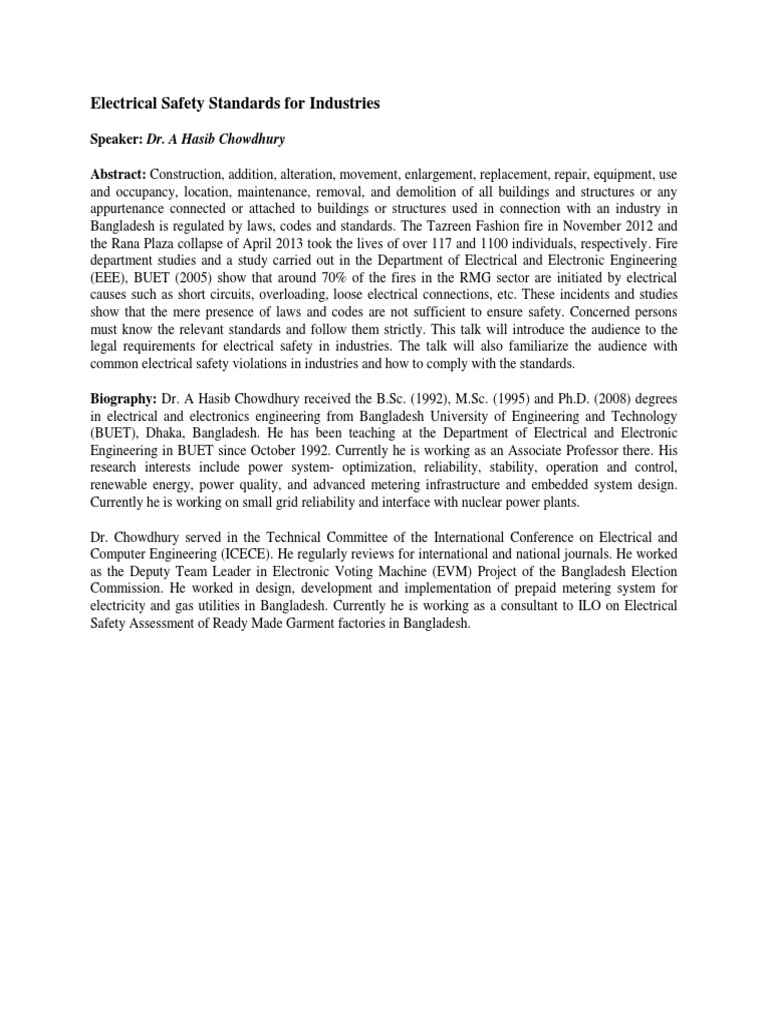 Abstract & Speaker - Biography | PDF | Safety | Engineering