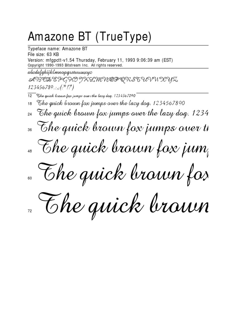 Amazone BT Font Details & Info | PDF