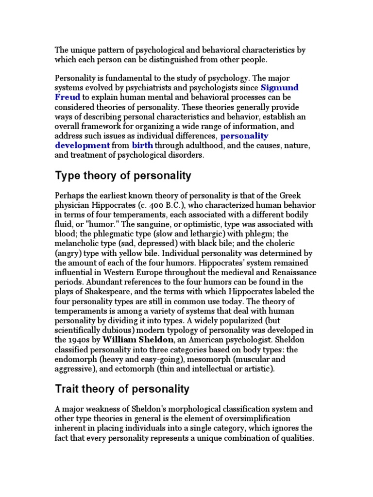 Trait Theory of Personality | PDF | Psychological Theories | Mental Health