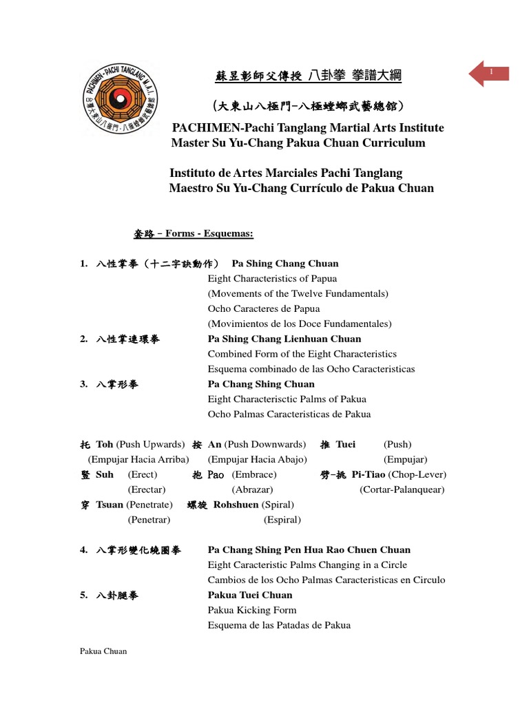 Currículo Pakua Chuan de Su Yu-Chang | PDF | Deportes | Artes (general)