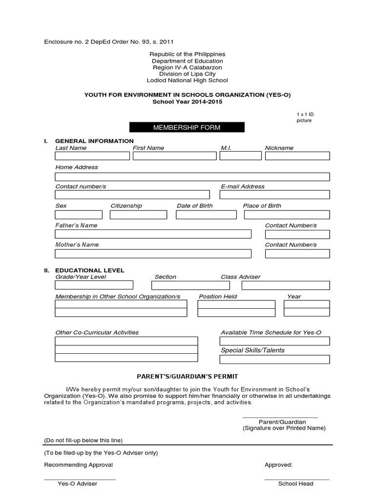 Youth For Environment in Schools Organization (Yes-O) School Year 2014 ...