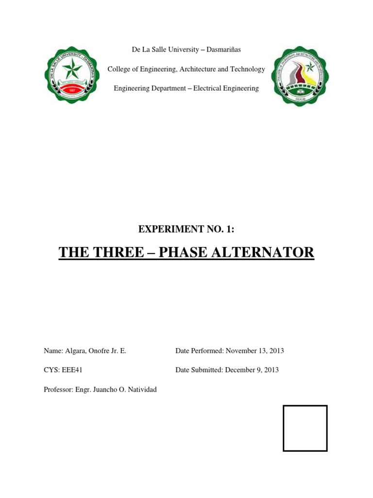 Experiment 1 (The Three Phase Alternator) | PDF | Manufactured Goods ...