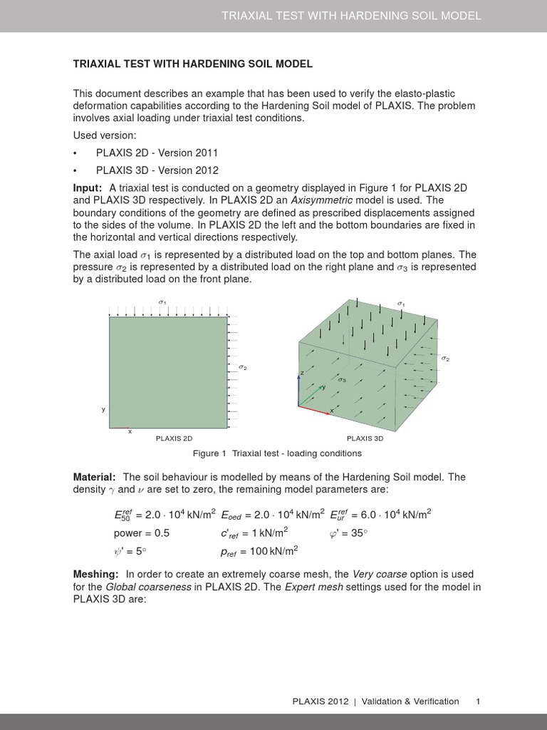 Plaxis-Triaxial Test With Hardening Soil Model | PDF | Solid Mechanics ...