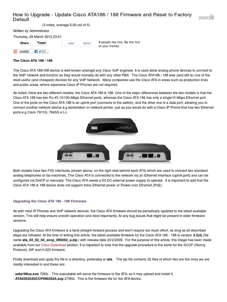 How To Upgrade - Update Cisco ATA186 - 188 Firmware and Reset To ...