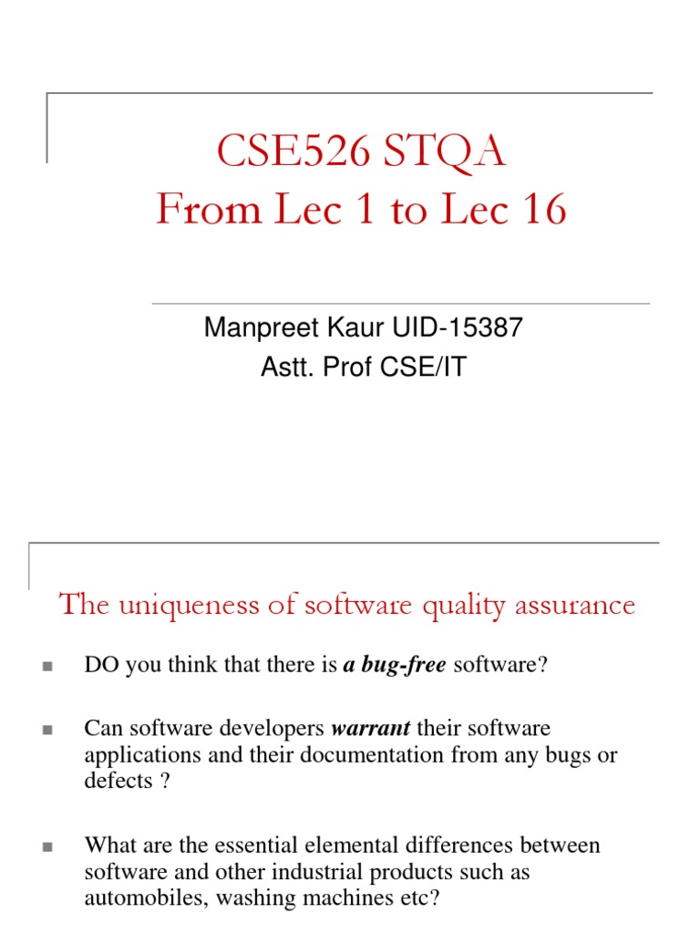STQA | PDF | Software Quality | Reliability Engineering