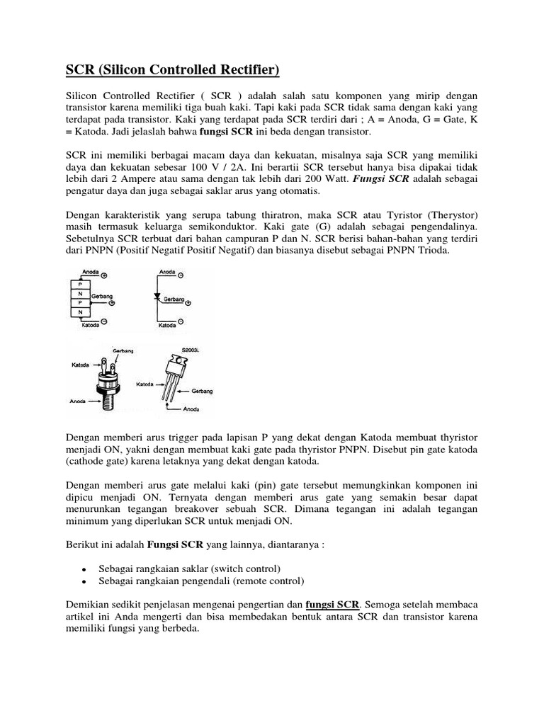 SCR (Silicon Controlled Rectifier) | PDF