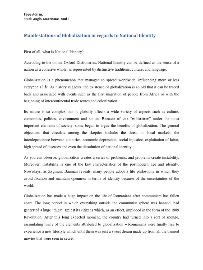 Manifestations of Globalization | PDF | Globalization | Traditions