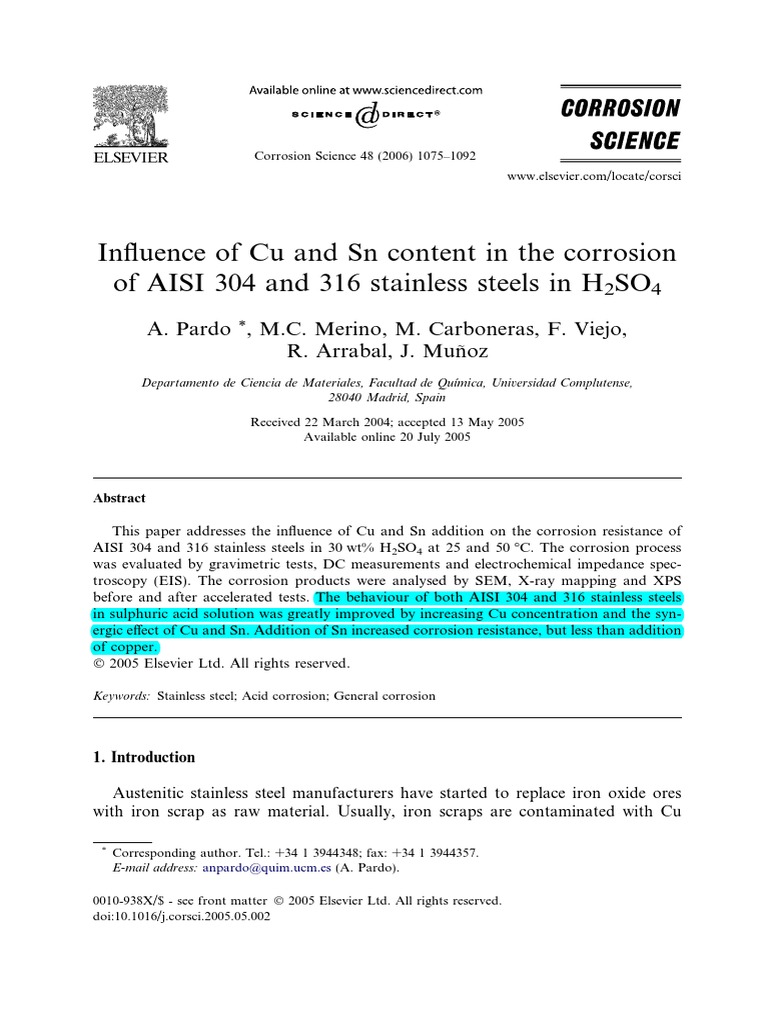Corrosion Science | Download Free PDF | Corrosion | Redox