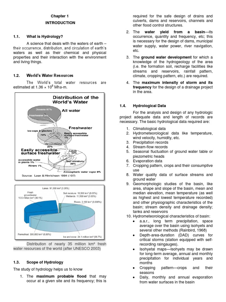Introduction Hydrology Resources Data Cycle | PDF | Drainage Basin | Hydrology
