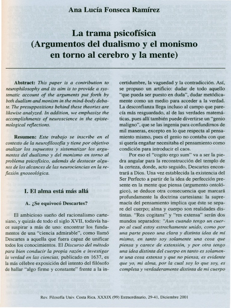 Monismo PDF | PDF | René Descartes | Filosofía de la mente