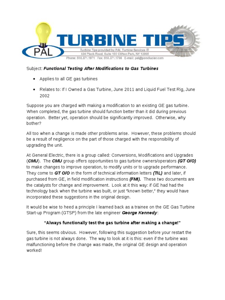 Turbine Tip - Functional Testing | PDF | Energy Technology | Gas ...