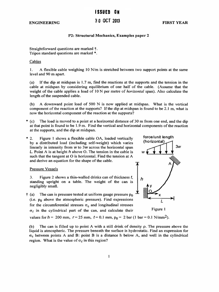 Structural Mechanics Paper 2 Examples Paper 2 | PDF | Bending | Truss