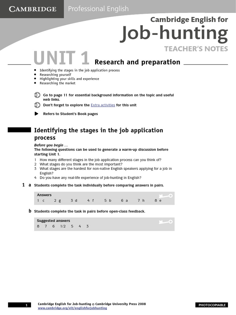 Cambridge English For Job Hunting PED TeachersBook EB | PDF