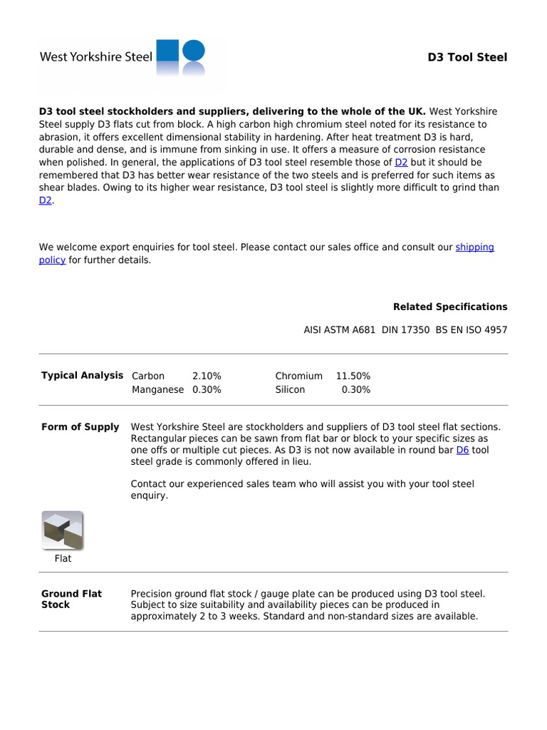 Properties, Applications, and Heat Treatment Process of D3 Tool Steel ...