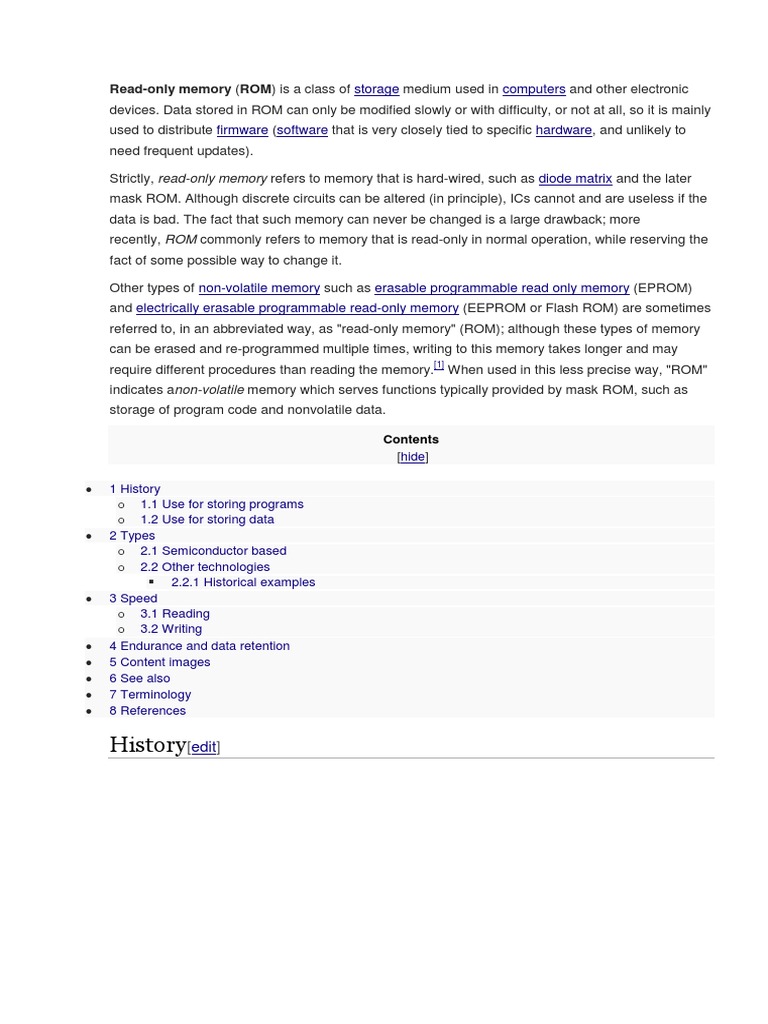 History: Storage Computers | PDF | Read Only Memory | Computer Data Storage