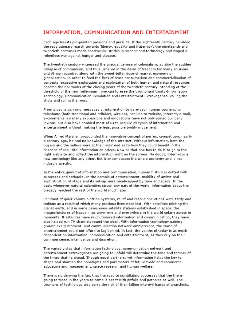 Information Communication and Entertainment | PDF | Entertainment (General)