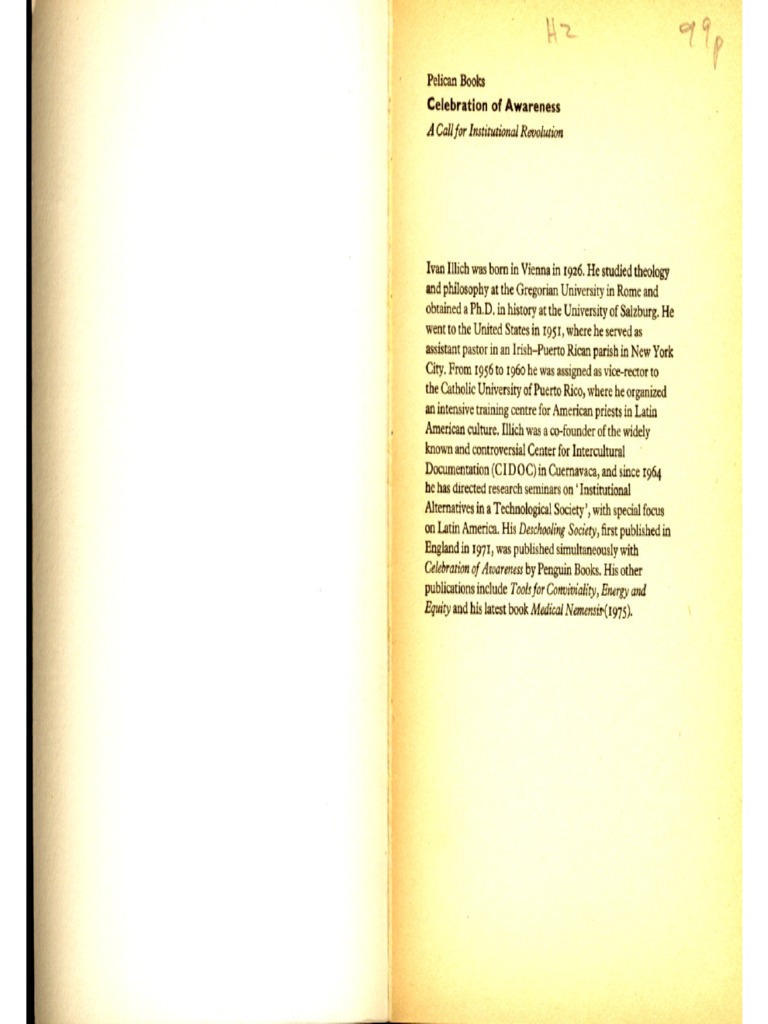 Illich, Ivan - Celebration of Awareness - A Call For Institutional ...