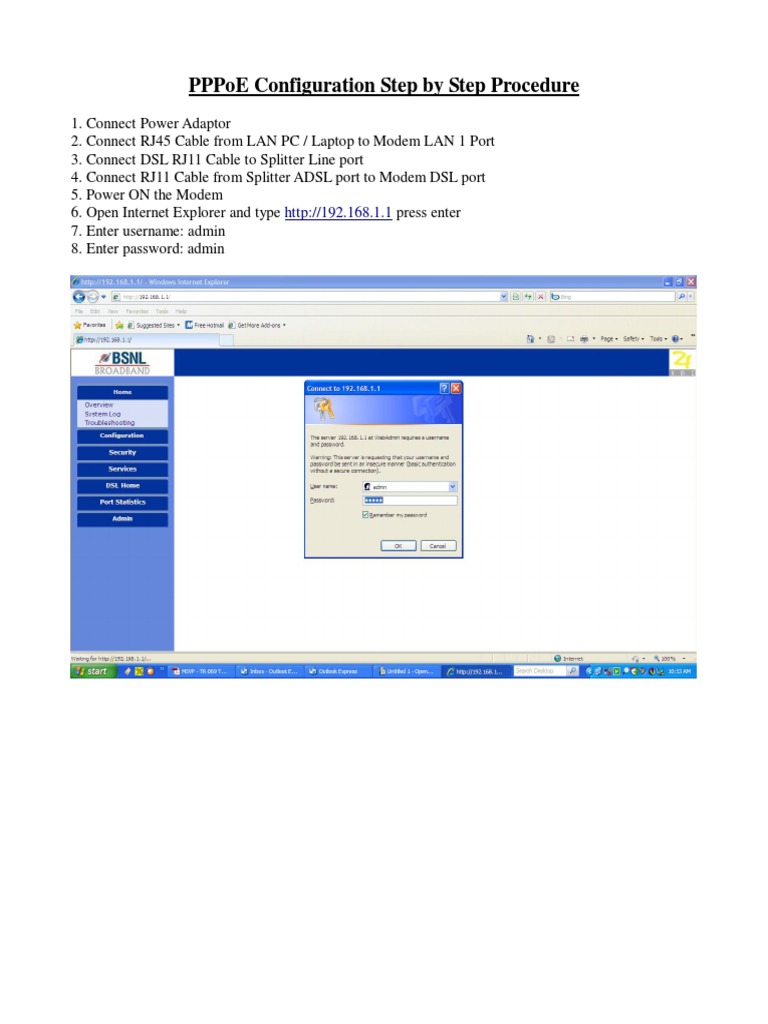 Pppoe Configuration Step by Step Procedure | PDF
