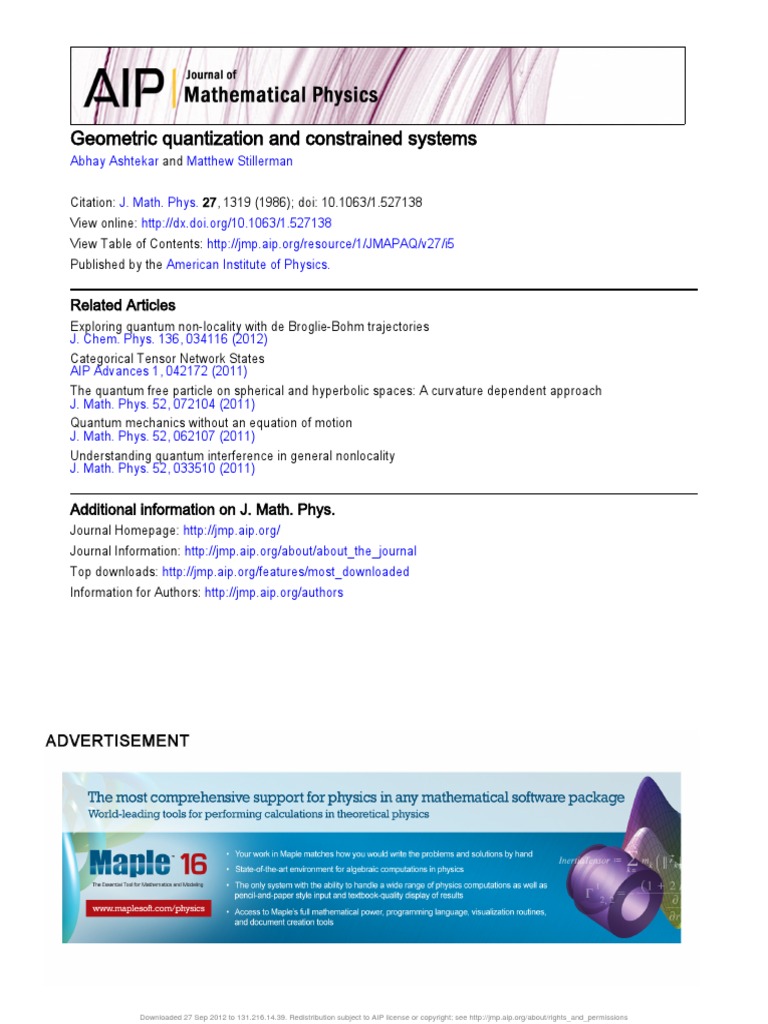 Ashtekar 1986 | PDF | Quantization (Physics) | Vector Space