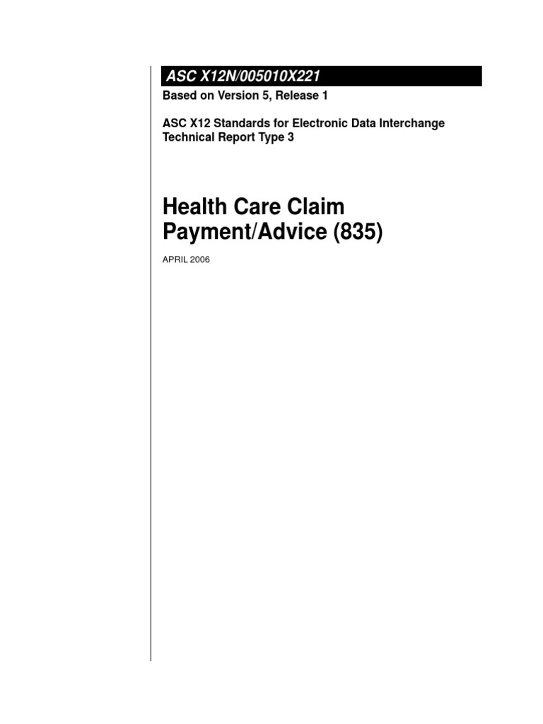 835 (Health Care Claim PaymentAdvice) - HIPAA TR3 Guide | PDF | Health ...