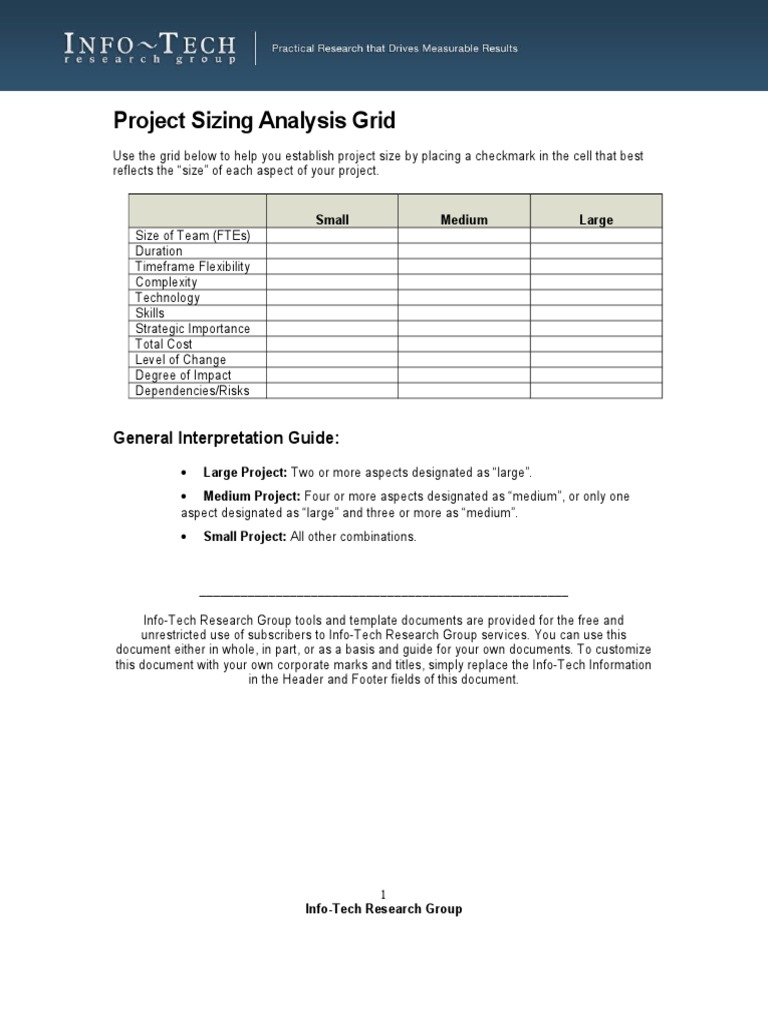Project Sizing Analysis Grid: General Interpretation Guide | PDF ...