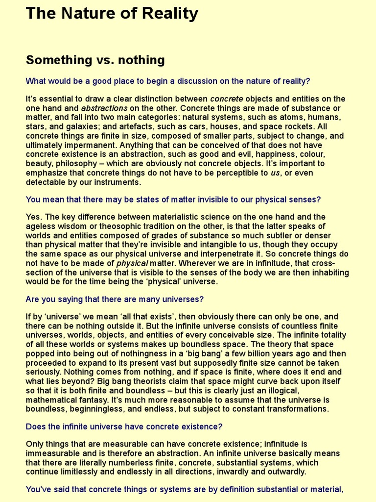 The Nature of Reality | PDF | Dualism | Matter