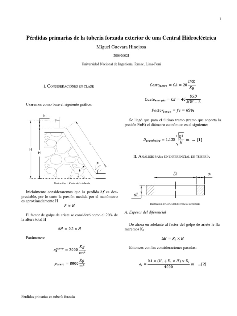 Perdidas Por Friccion en La Tuberia Forzada Exterior de Una Central ...