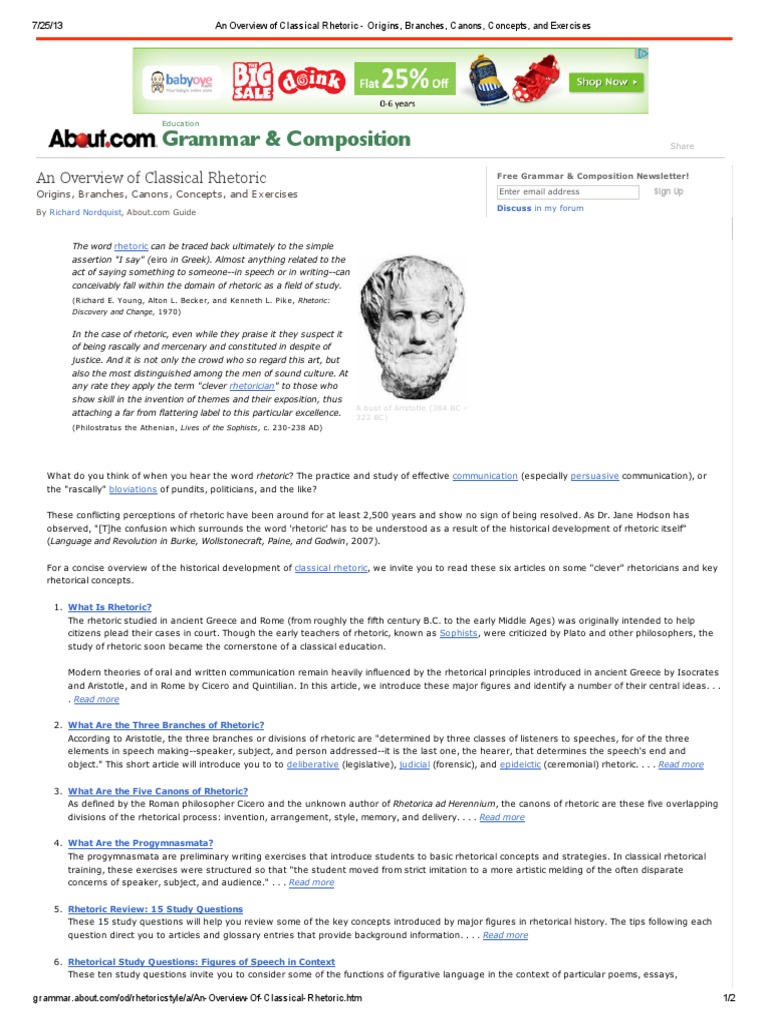 An Overview of Classical Rhetoric - Origins, Branches, Canons, Concepts ...