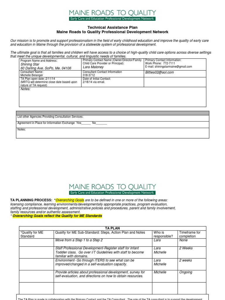 Ss Ta Plan | PDF | Child Care | Relationships
