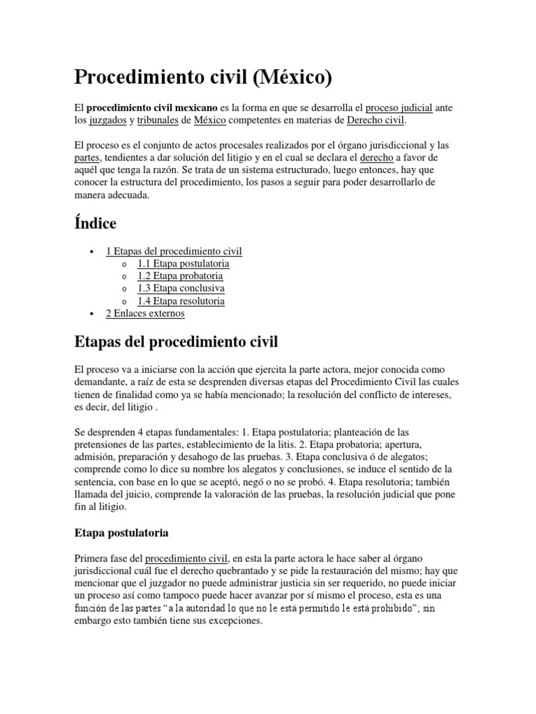Procedimiento Civil - Etapas | PDF | Evidencia (ley) | Jurisdicción