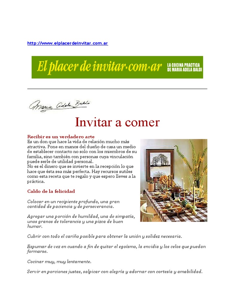 EL PLACER de INVITAR (Con Aniversarios y Días Especiales) | PDF ...