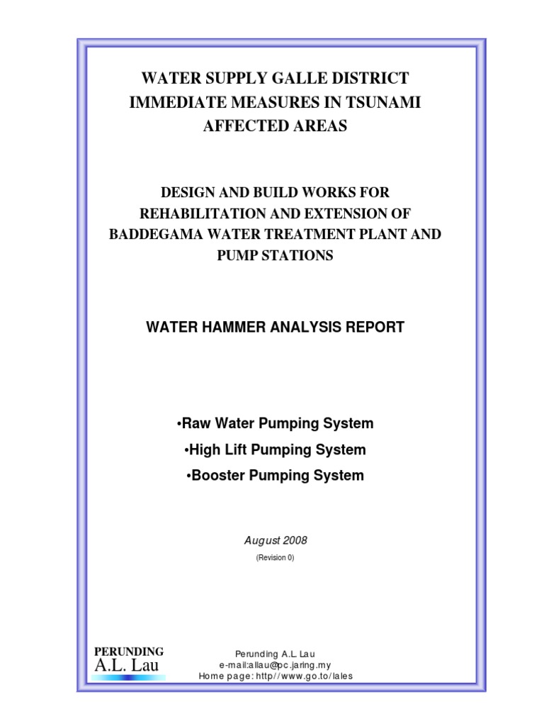 Water Hammer Report 1 | PDF | Pump | Fluid Dynamics
